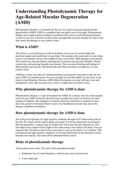 Text Understanding Photodynamic Therapy For Age Related Macular