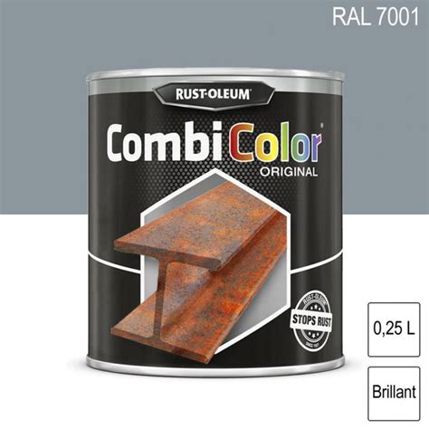 Peinture Fer Combicolor Original Ral 7001 Gris Argent Brillant 250ml