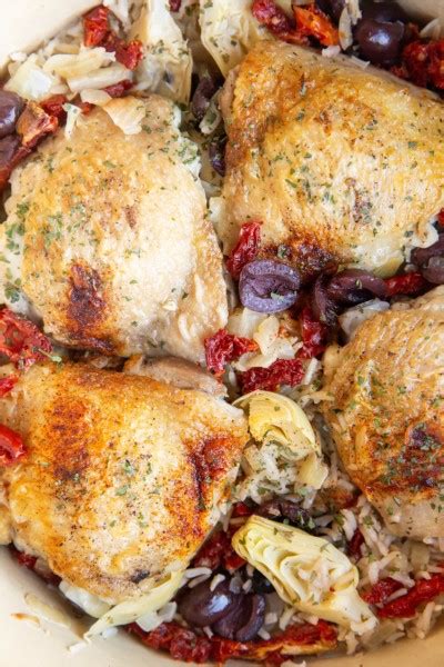 One Pot Mediterranean Chicken And Rice The Roasted Root