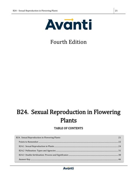 12th Bio Sexual Reproduction In Flowering Plants Avanti Module