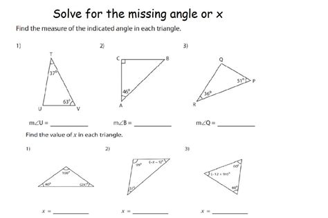 Missing Angles In A Triangle Worksheet Ks Angleworksheets