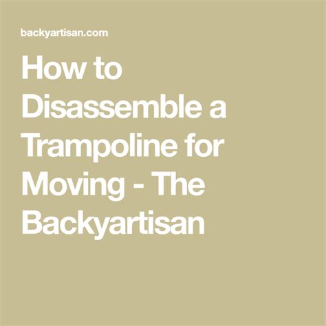 How To Disassemble A Trampoline For Moving