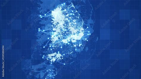 Blue South Korea Map Network Rollback Animated South Korea Map With