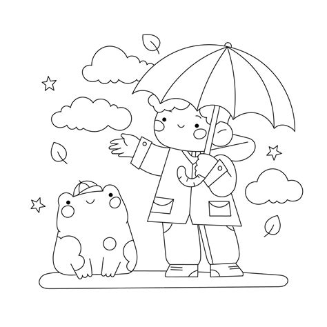 손으로 그린 가와이이 색칠하기 책 그림 무료 벡터