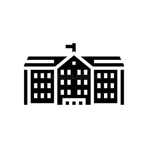Public School Building Glyph Icon Vector Illustration Stock Vector Illustration Of Facility