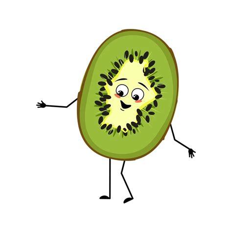Cute Kiwi Character With Joyful Emotions Smile Face 3432318 Vector Art