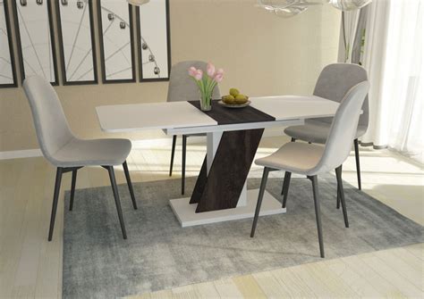 Стіл обідній розкладний Fusion Furniture Карло Білий Вугільний камень 10000178 купити онлайн