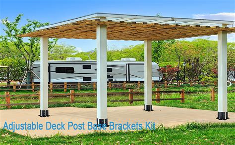 8 Pack Adjustable Deck Post Base Brackets Kit Heavy Duty Fit 15x15 2x2 2x4