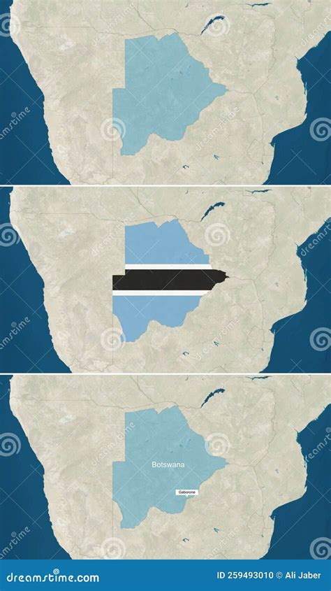 The Map Of Botswana With Text Textless And With Flag Stock
