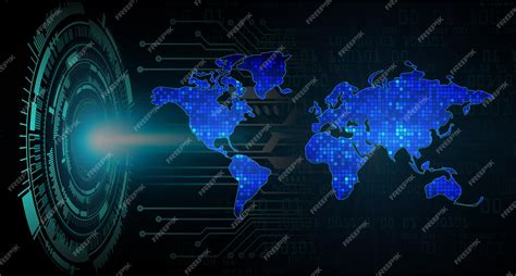 Premium Vector World Binary Circuit Board Future Technology Blue Hud