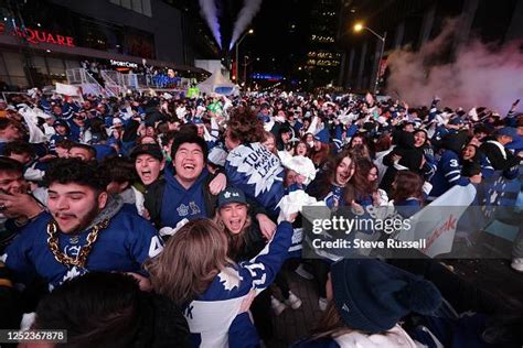Toronto On April 29 Toronto Maple Leafs Fans Erupt In Joy As The