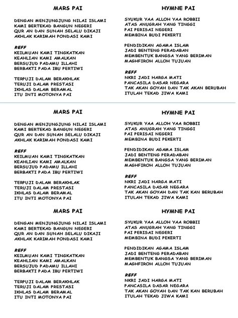 Teks Lagu Mars Pai Xx Pdf