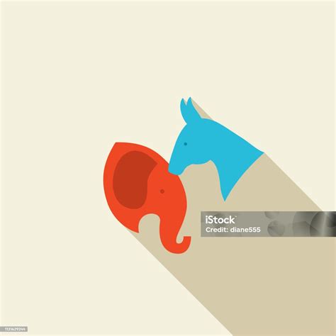 정치 및 선거 평면 디자인 아이콘입니다 민주 및 공화당 기호 Us Republican Party에 대한 스톡 벡터 아트 및 기타
