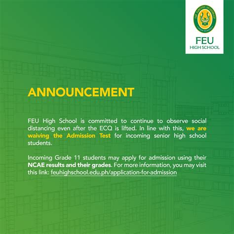 Feu High School The Feu Hsat Has Been Waived Incoming Facebook