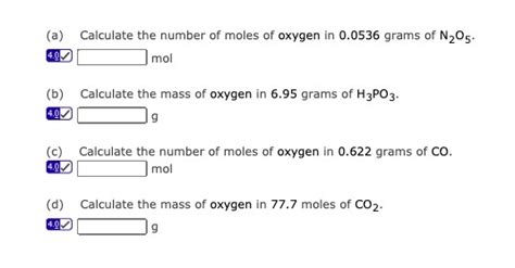 Solved A Calculate The Number Of Moles Of Oxygen In Chegg