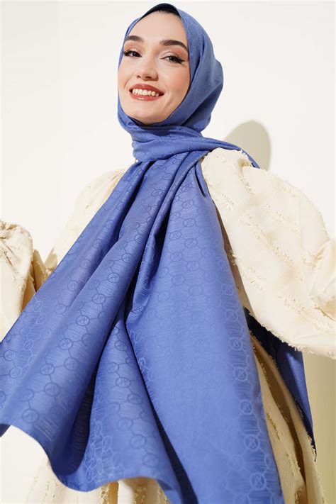 Vs Desen Jakar Şal İndigo