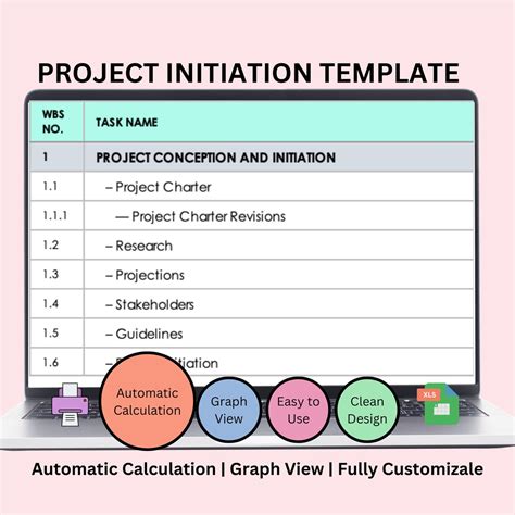 Project Initiation Excel Template Project Management Excel Spreadsheet Project Planner Dashboard