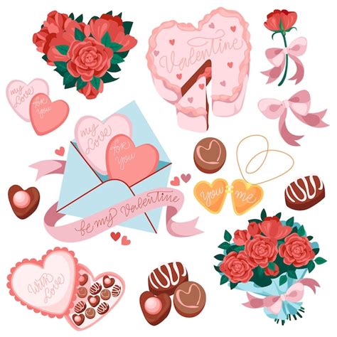 Premium Vector Valentines Day Elements Set Vector Illustration