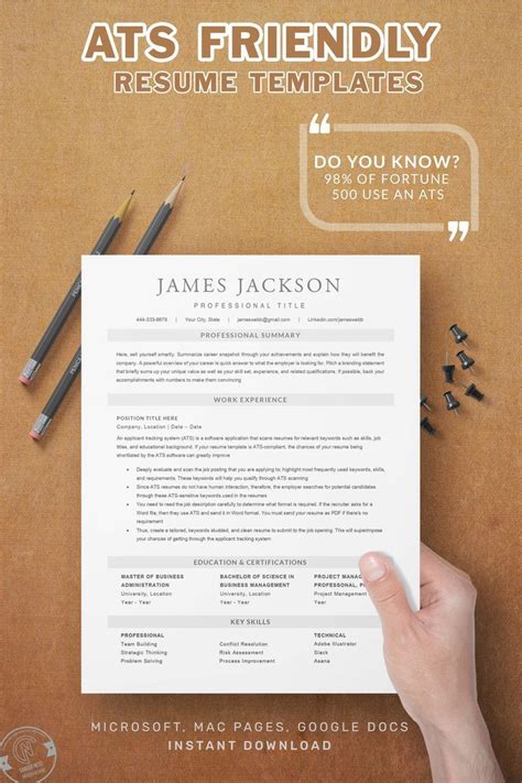 ATS Resume Template Word Pages Google Docs Professional Resume