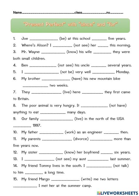 Present Perfect Free Interactive Worksheets 4314822