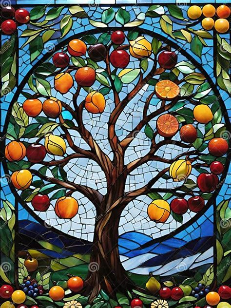 Stained Glass Fruit Tree Stock Illustration Illustration Of Sample