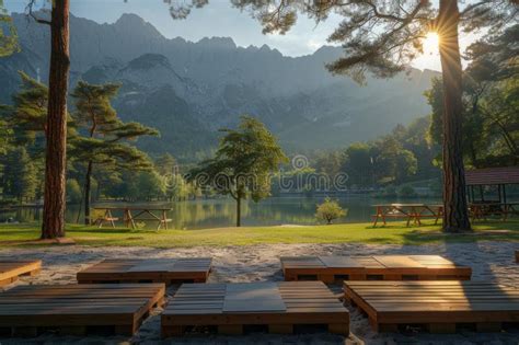 Outdoor Fitness Class In A Mountain Park With Panoramic Views During