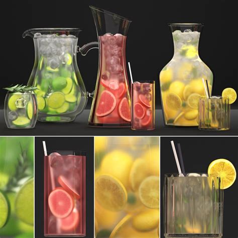 Beverages Collection Lemonade Lemon 3d Model For Vray