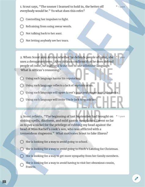 To Kill A Mockingbird Chapter 9 Close Reading Analysis Worksheet Self Grading