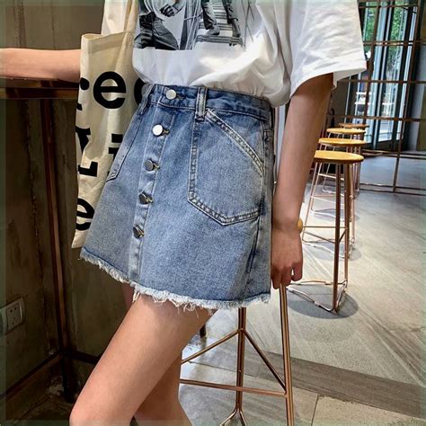 夏季大码薄款高腰牛仔短裤女韩版显瘦a字裙子宽松阔腿假两件裤裙 三坑日记