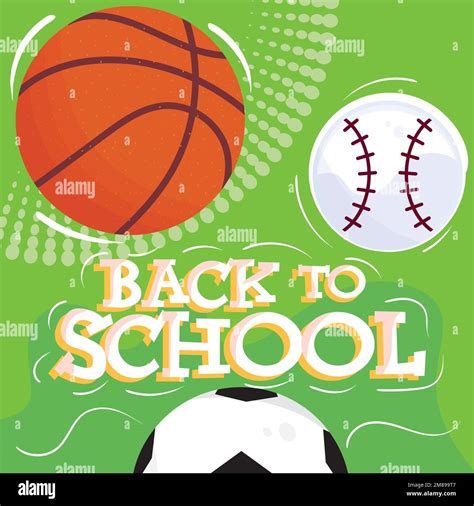 Group Of Sport Balls Back To School Poster Vector Stock Vector Image
