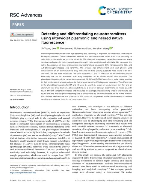 Pdf Detecting And Differentiating Neurotransmitters Using Ultraviolet Plasmonic Engineered