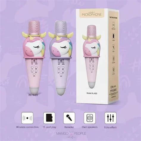 Portable Unicorn Design Karaoke Speaker And Bluetooth Mic Set With Led