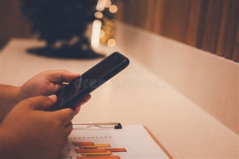 Social Media Marketing Concept Man Hand Using Smartphone Typing