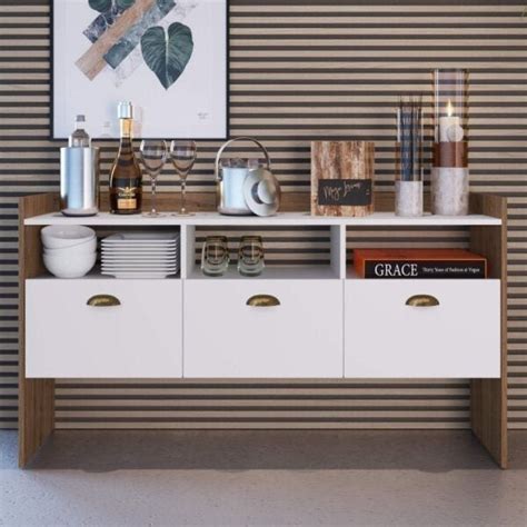 Conjunto Rack Para Tv Até 48 Polegadas 1 Porta E Aparador 3 Portas 3 Nichos Eiffel Estilare