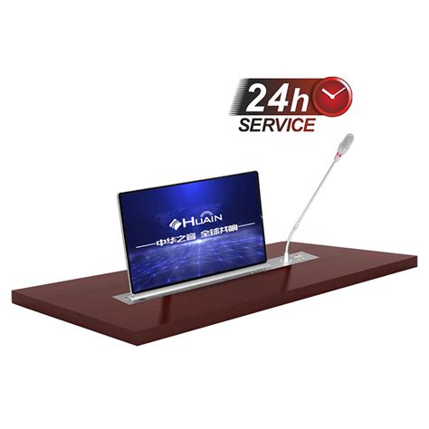 Huain Pop Up Lcd Screen Table Monitor Meeting Room Lift Paperless Conference System With