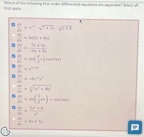 Solved Which Of The Following First Order Differential