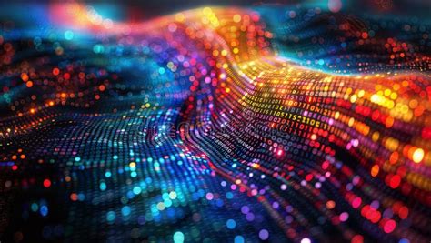 Binary Code And Bokeh Lights Data Realm Visualization Generative Ai