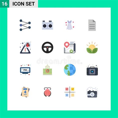 Set Of 16 Commercial Flat Colors Pack For Virus Bug Women Interface Data Stock Vector