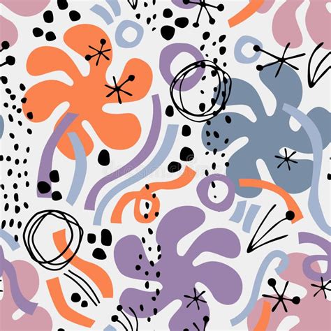 Abstract Minimal Lines Circles Doodles Squiggles Seamless Pattern
