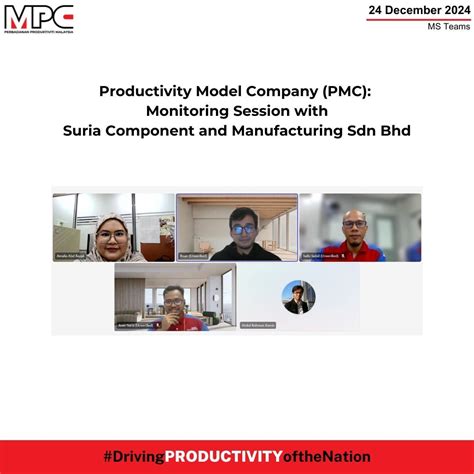 Productivity Model Company Pmc Monitoring Session With Suria Component And Manufacturing Sdn Bhd