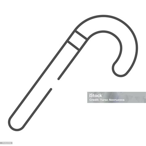 지팡이 가는 선 아이콘을 걷는다 흰색으로 격리된 벡터 그림을 붙입니다 귀족 지팡이 윤곽 선 스타일 디자인 웹 및 응용 프로그램을 위해 설계 Eps 10 0명에 대한 스톡