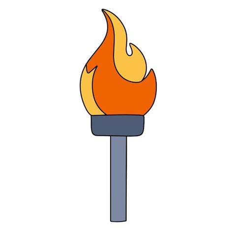 Premium Vector Colored Outline Torch With Flame In Doodle Style Hand