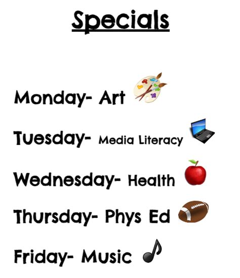 Specials Schedule Loree Giordano Marlboro Elementary School