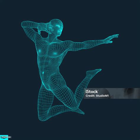 남자는 자세를 취하기와 댄스 댄서의 실루엣입니다 남자 스포츠 상징의 3d 모델입니다 디자인 요소입니다 벡터 일러스트입니다 3차원 형태에 대한 스톡 벡터 아트 및 기타 이미지