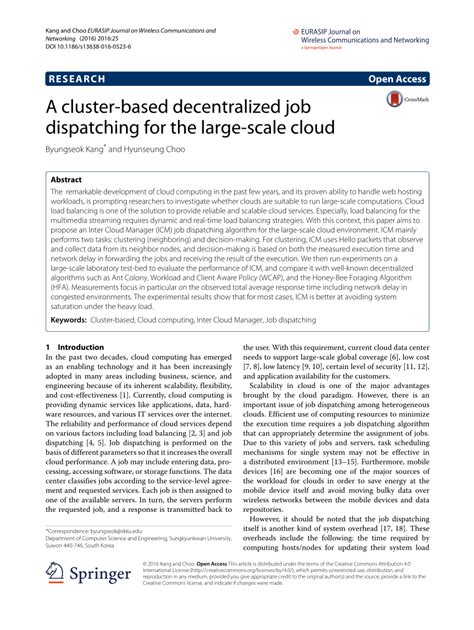 Pdf A Cluster Based Decentralized Job Dispatching For The Large Scale
