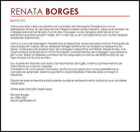 Carta De Apresentação Massagista Terapêuta