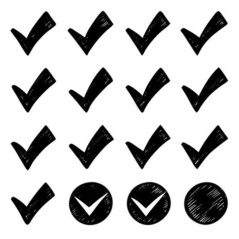 Set Of Hand Drawn Check Marks Isolated On White Background Premium Ai Generated Vector