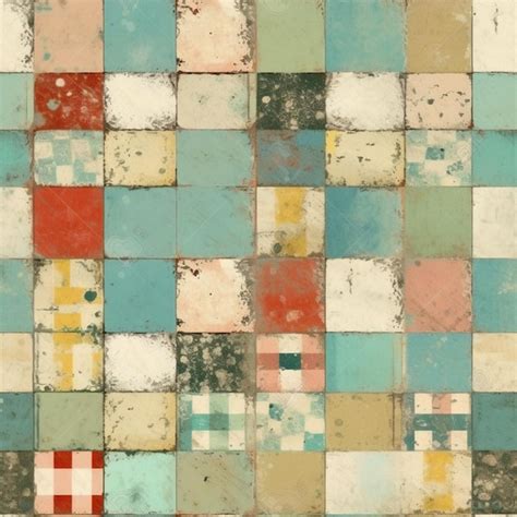 Premium Ai Image A Close Up Of A Patchwork Wall With A Red Generative Ai