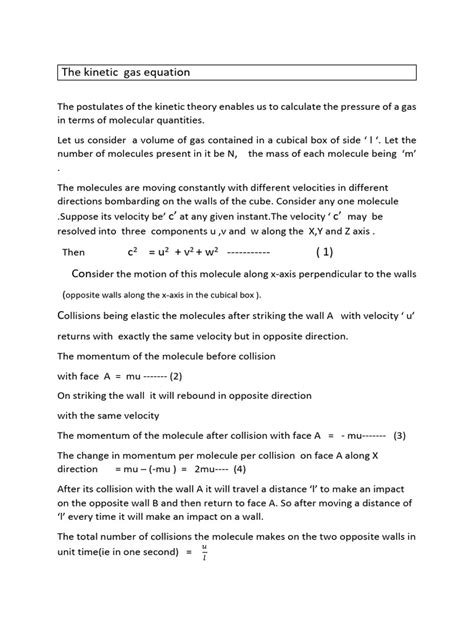 The Kinetic Gas Equation Pdf Momentum Gases