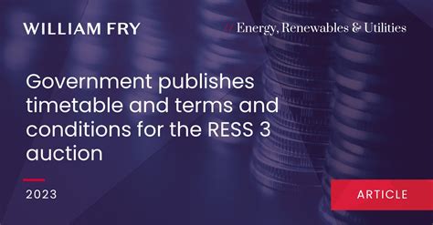 Government Publishes Timetable And Terms And Conditions For The Ress 3